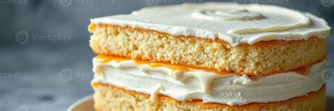 Delicious Homemade Cake Layers With Creamy Frosting And Caramel Filling