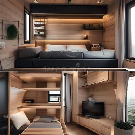 A Space Saving Tiny House Interior With Multifunctional Furniture And Innovative Storage
