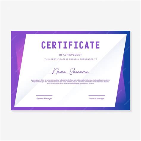 Certificate Design Template With Purple Gradient Background Premium