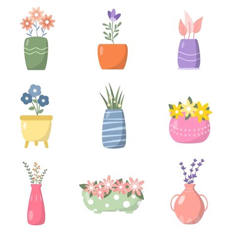 Premium Vector Set Of Flower Vase Vector