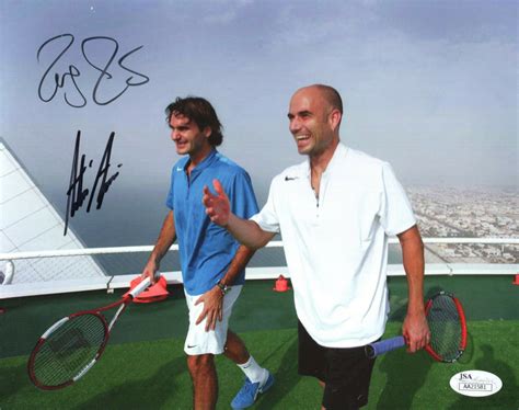 Roger Federerandre Agassi Autographed 8x10 Color Photo Both Signed Jsa