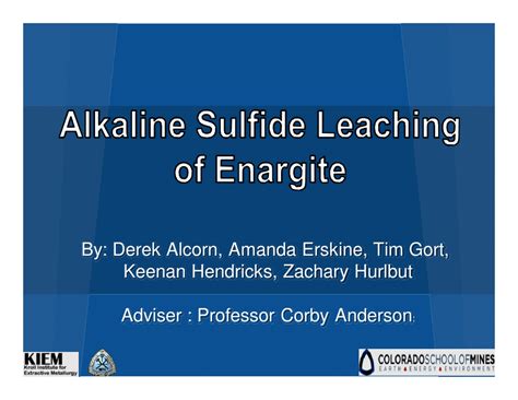 Pdf Alkaline Sulfide Leaching Of Enargite