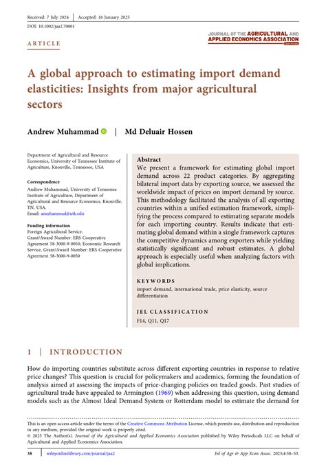 Pdf A Global Approach To Estimating Import Demand Elasticities