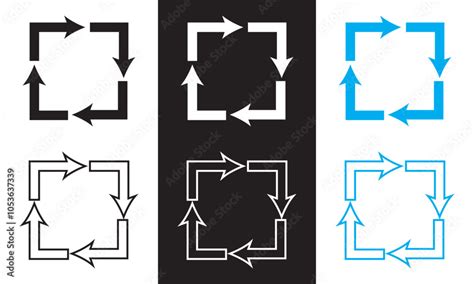 Square Cyclic Rotation Arrow Icon Outline And Filled Vector Sign Navigation Concept Arrow Sign
