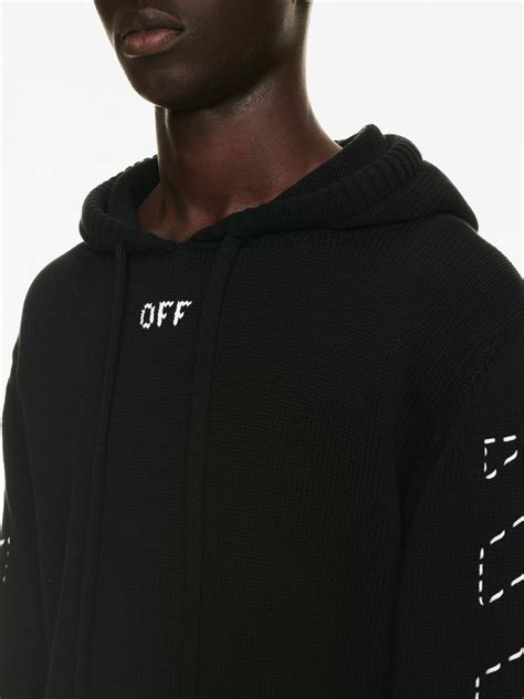 Off White Logo Cotton Blend Hoodie Off White