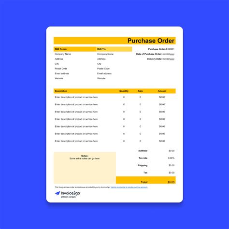 Downloadable Purchase Order Templates Invoice2go