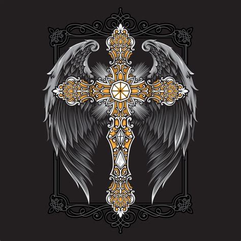 Crosses With Angel Wings Drawings