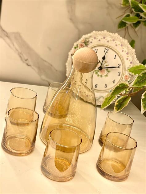 Juice Serving Set Heat Resistant Glass 7 Pieces Mrssou