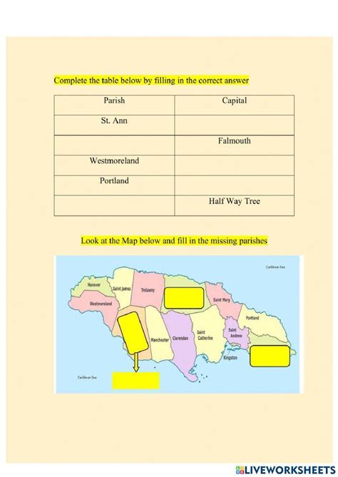 Parishes Of Jamaica Worksheet Parish And Capital Worksheet Ntrjt