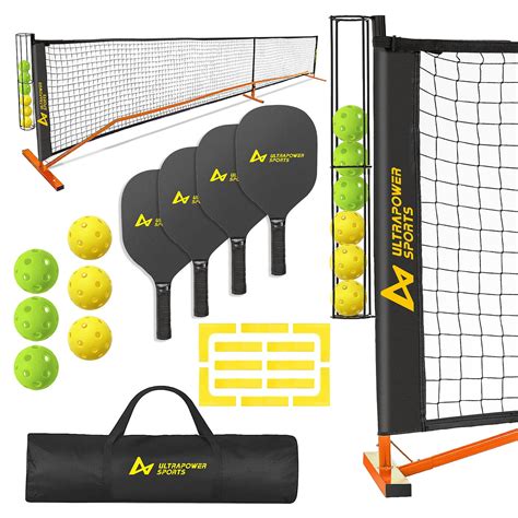 Ultrapower Sports Pickleball Net Set With Portable Pickleball Net4 Paddles Court Markerball