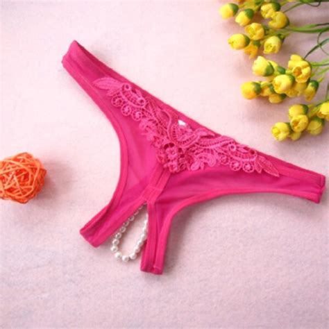 Sex Fetish Wear Beads Open Crotch G String Labium Clitoral Massage G