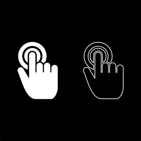 Click On Button Hand Cursor Touch Screen Icon White Color Vector