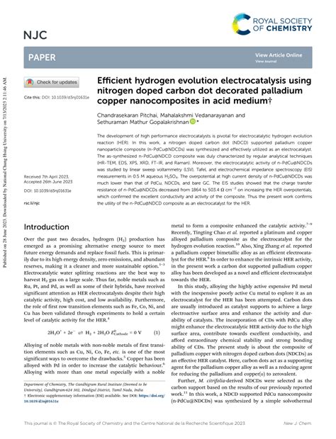 Pdf Efficient Hydrogen Evolution Electrocatalysis Using Nitrogen