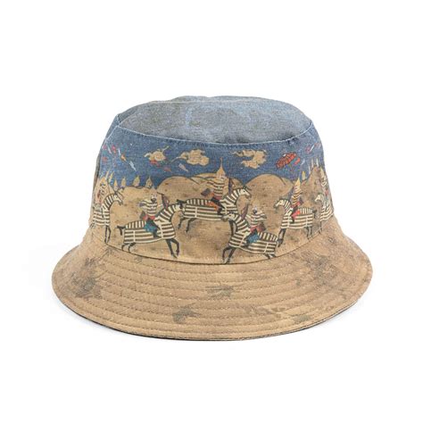 Artistic Design Bucket Hat With Iranian Razm Pattern Shopipersia