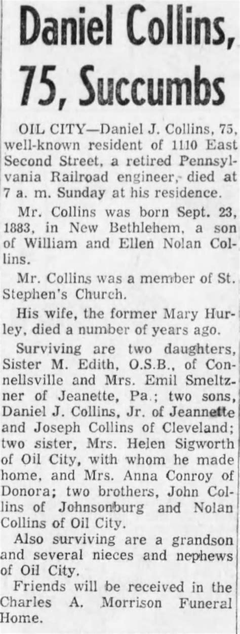 Daniel Jerome Collins 1883 1959 Find A Grave Memorial