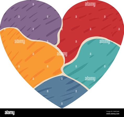 Unity In Diversity Heart Colorful Vector Illustration Symbolizing