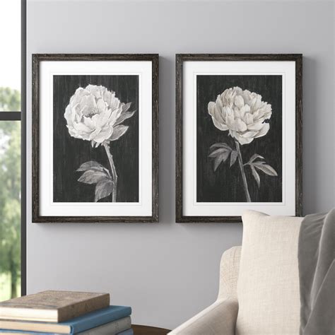 Three Posts™ Black And White Flowers I 2 Piece Picture Frame