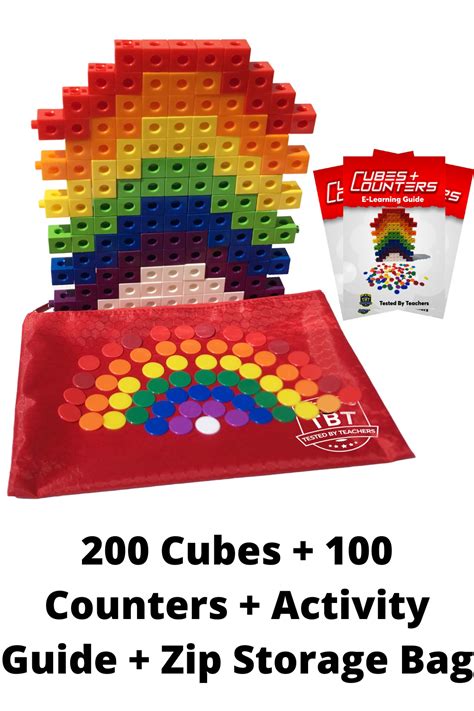 200 Math Link Cubes And 100 Math Counters Set With Learning Guide