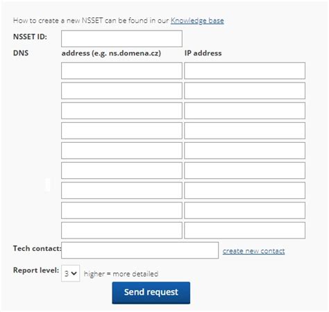 how you can create nsset for cz top level domains