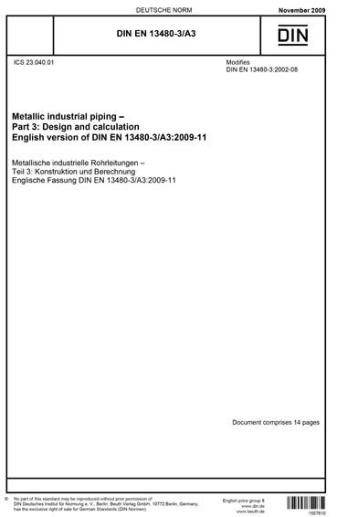 Din En 13480 3 A3 2009 Metallic Industrial Piping Part 3 Design