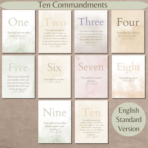 10 Commandment Cards Bible Verse Cards Scripture Memorization Cards