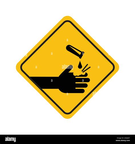 Corrosive Acid Safety Sign Black Line Art Vector In Black And White