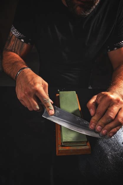 Premium Photo Knife Sharpening Process