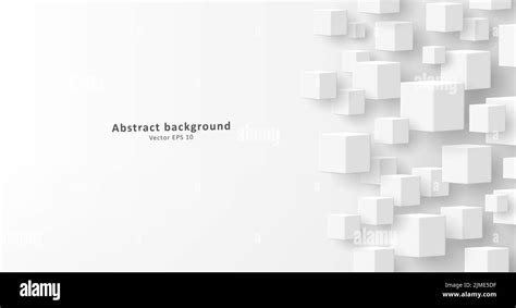 White 3d Cubes Creating Pattern Realistic Shadows With Place For Copy