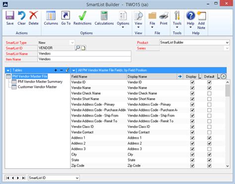 Vendors Smartlist Builder Template Eone Solutions
