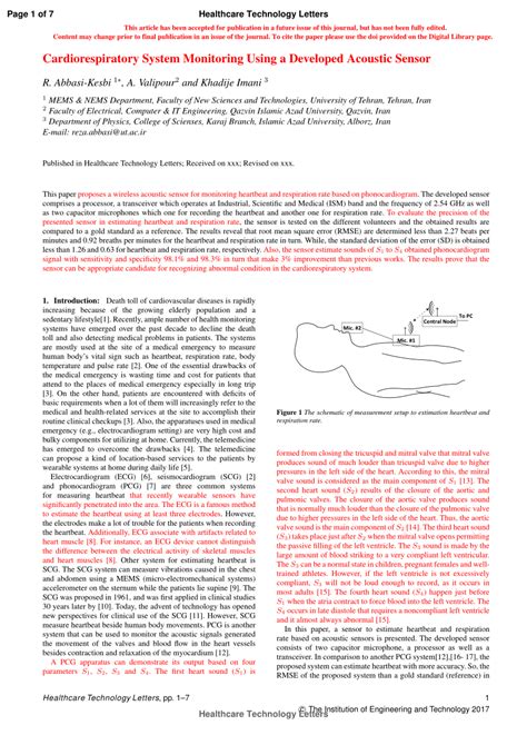 Pdf Cardiorespiratory System Monitoring Using A Developed Acoustic Sensor