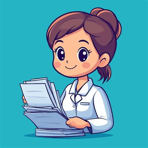 Cute Secretary Filing Documents Cartoon Vector Premium Ai Generated