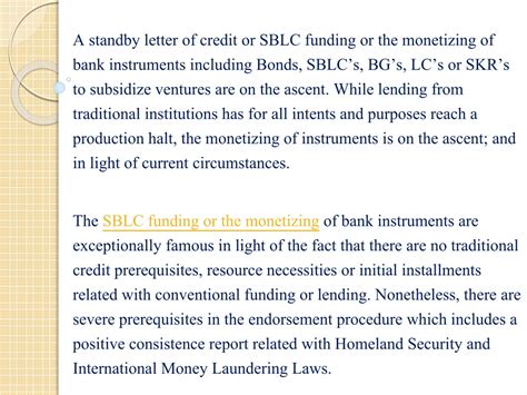 Ppt Utilizing Sblc Funding For Your Project Powerpoint Presentation Free Download Id 8303282