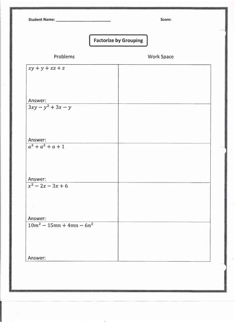 50 Factoring By Grouping Worksheet Answers Chessmuseum Template Library
