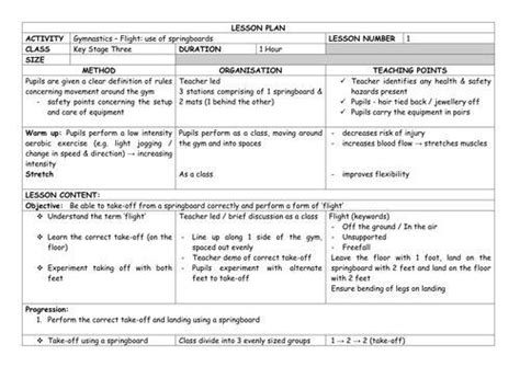 20 Gymnastics Lesson Plan Template Simple Template Design