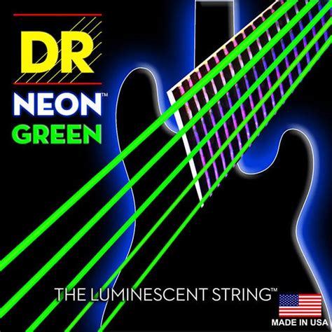Dr Neon Green 5 String Bass Guitar Strings With K3 Coated Medium Bass