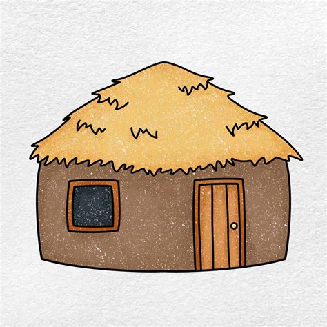 Thatched Roof House Drawing