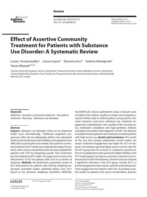 Effect Of Assertive Community Treatment For Patients With Substance Use