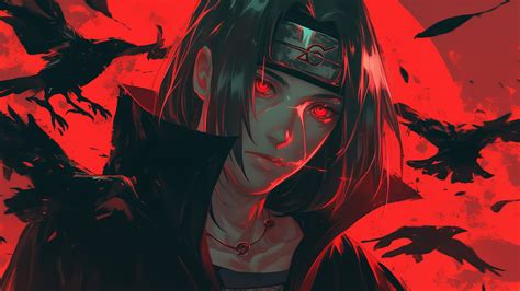 Itachi Uchiha Sharingan Crow 4k 2942a Wallpaper Iphone Phone