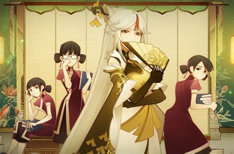 Ningguang Baishi Baixiao And Baiwen Genshin Impact Drawn By San