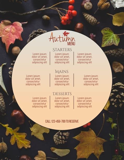 Autumn Restaurant Menu Template Flyer Ad Desi Postermywall
