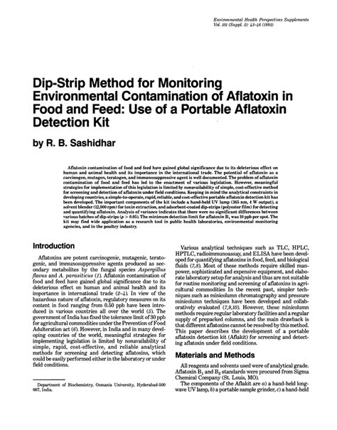 Dip Strip Method For Monitoring Environmental Contamination Of