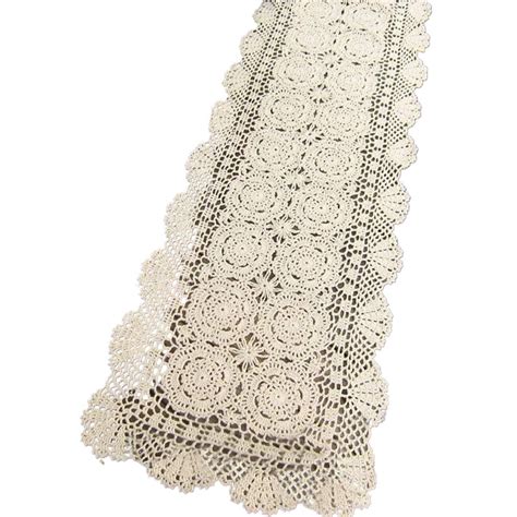 Crochet Lace Table Runner Rectangular Floral Home Dining Table Dresser