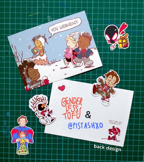 Made A Holiday Themed Peanuts Spider Verse Postcard Pack With A Friend