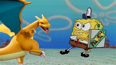 Charizard Trying To Get A Pizza From Spongebob Youtube