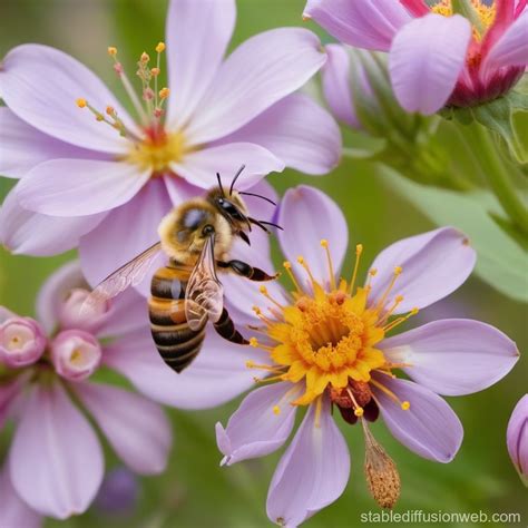 Bee Nectar Collection On Flower Stable Diffusion Online
