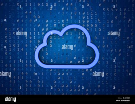 Cloud Computing Concept Blue Cloud Shape On A Binary Code Background