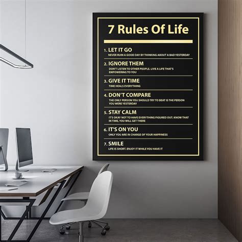 7 Rules Of Life Wall Art Motivational Poster Inspirational Office