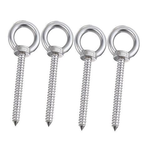 Screw Eye Hooks 4pcs 6 Inch Heavy Duty 304 Stainless Steel 800lbs