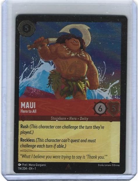 Disney Lorcana Maui Hero To All 114204 Rare Foil The First Chapter