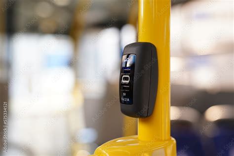USB Connector In The Interior Of A City Bus USB In The Bus Comfortable Public Transport Stock